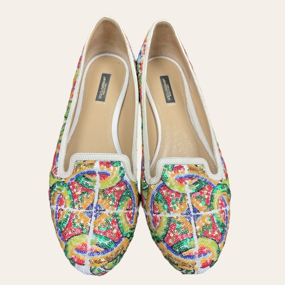 Multi-Colour Sequin Embellished Loafers - Gem